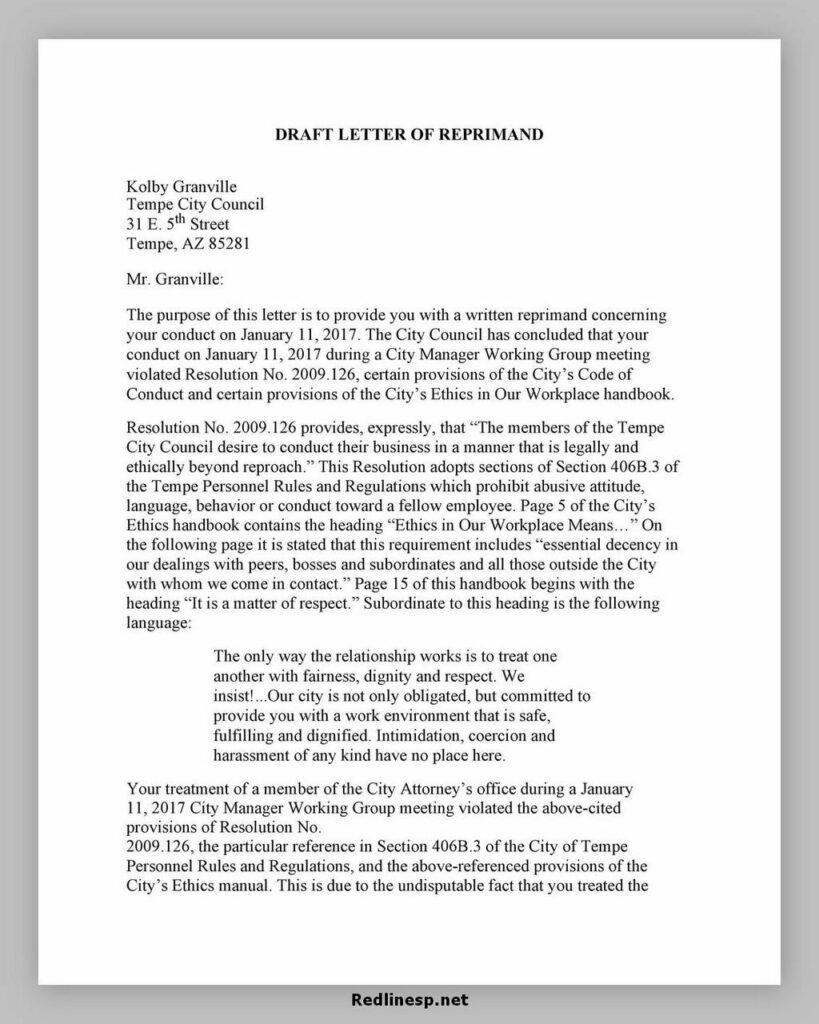 41 Best Letter of Reprimand Template & Example - RedlineSP