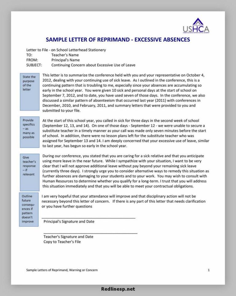 41 Best Letter of Reprimand Template & Example - RedlineSP