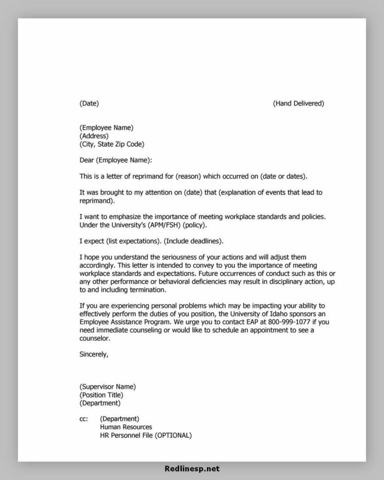 41 Best Letter of Reprimand Template & Example - RedlineSP