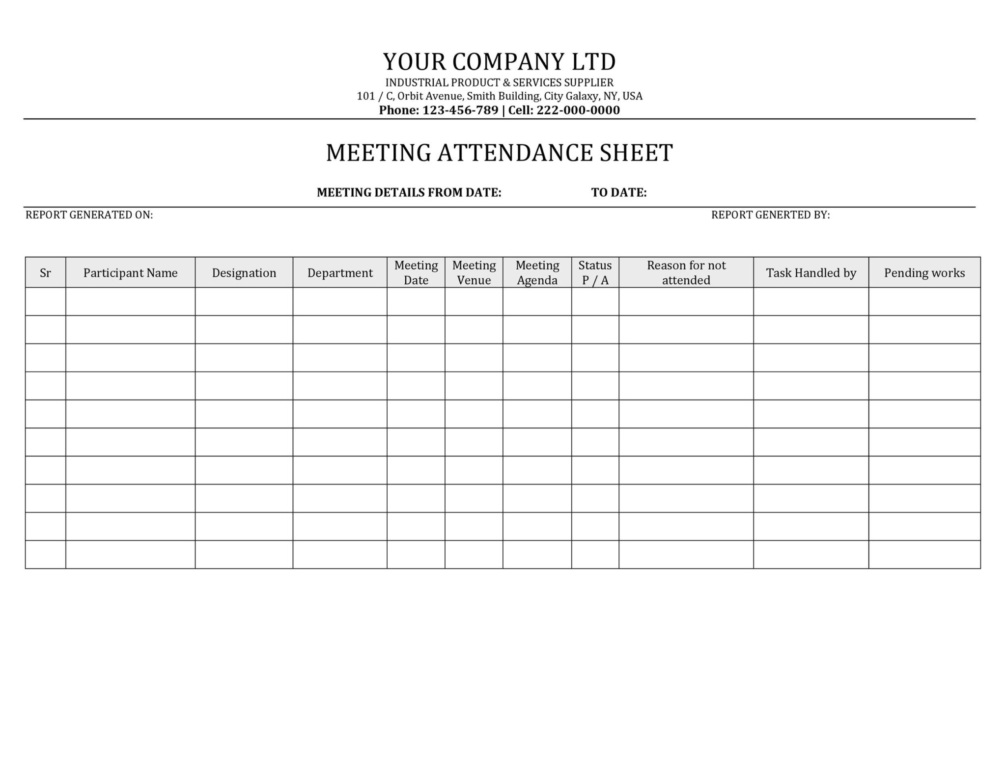 Attendance Sheet Excel Template 50 Free Example - RedlineSP