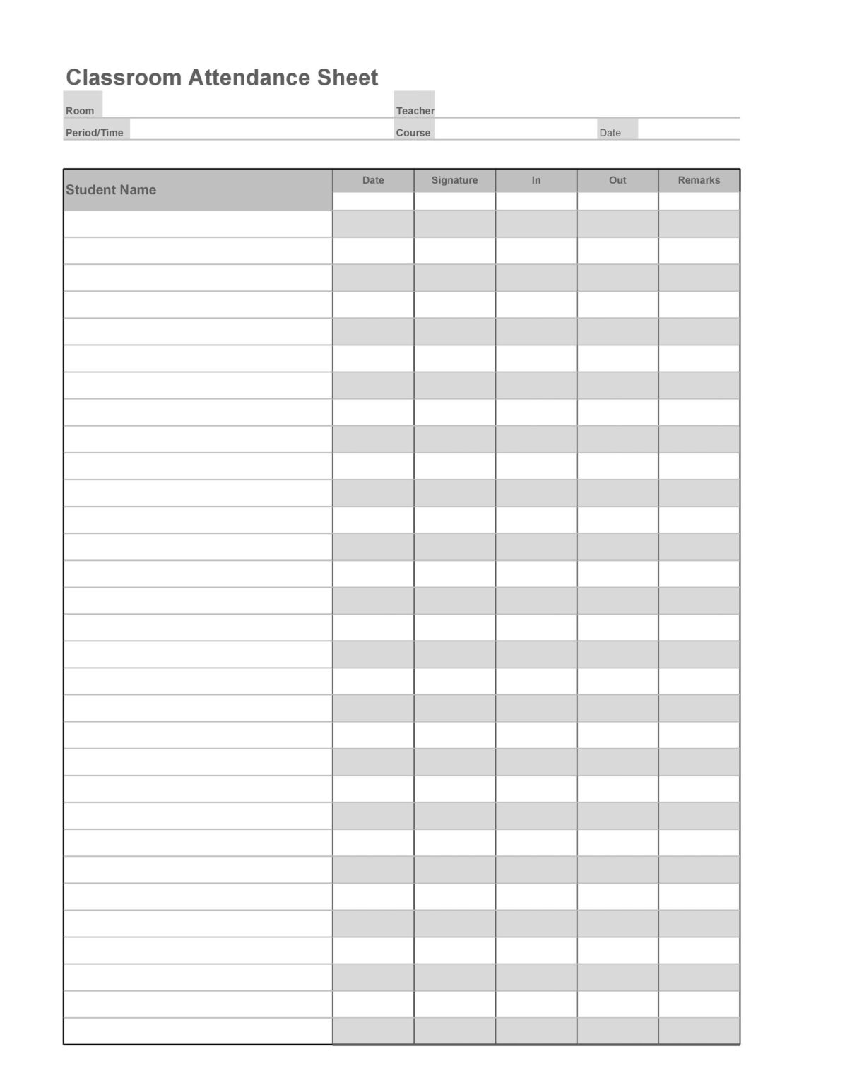 Attendance Sheet Excel Template 50 Free Example - RedlineSP