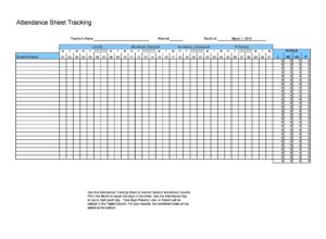 Attendance Sheet Excel Template 50 Free Example - RedlineSP