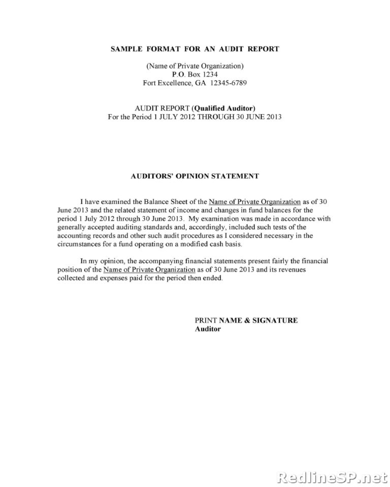 55 Amazing Audit Report Template - RedlineSP