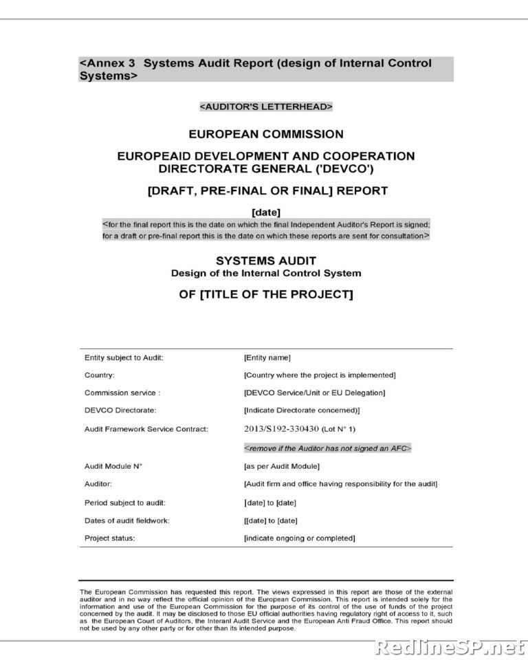 55 Amazing Audit Report Template - RedlineSP