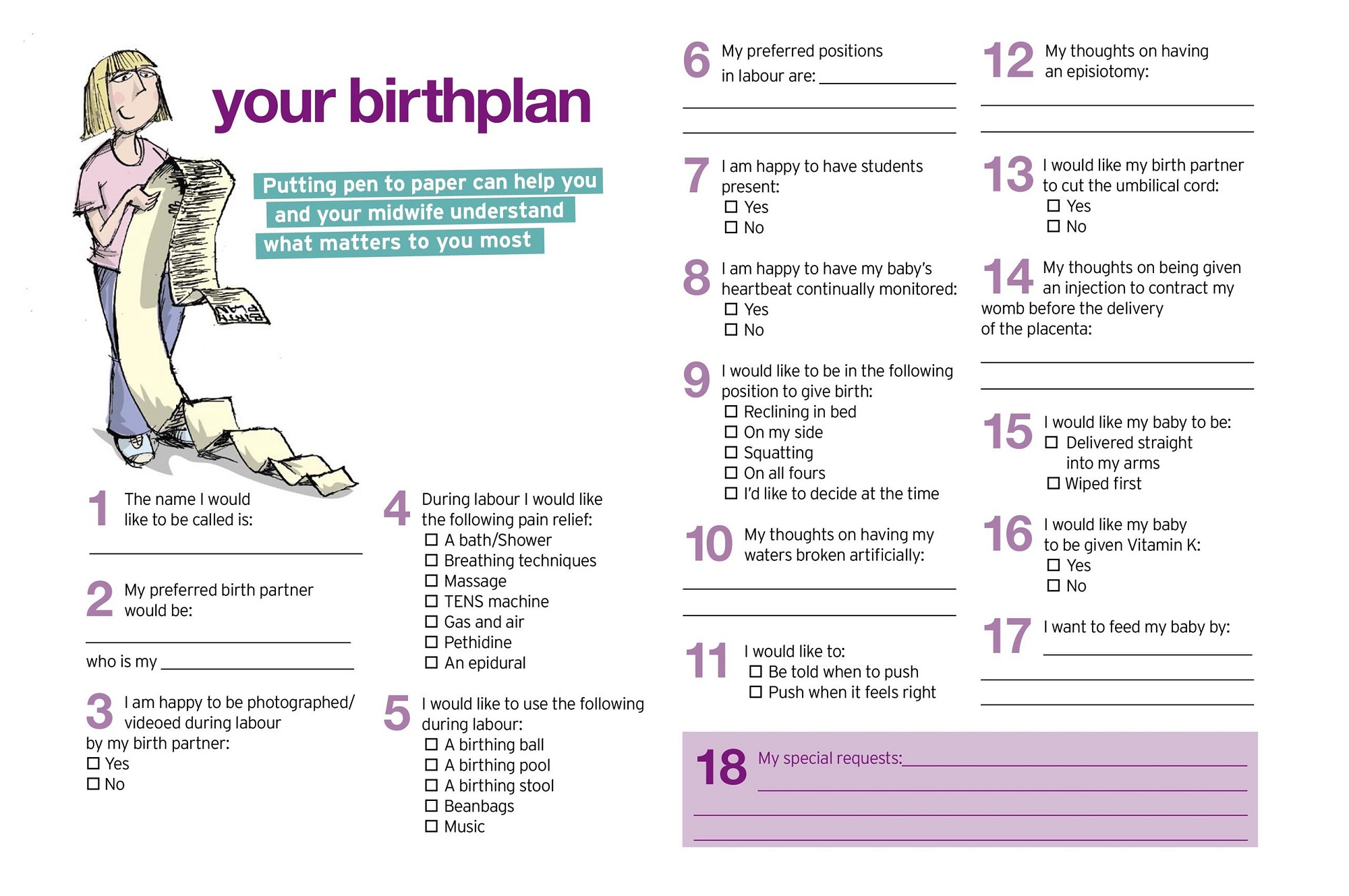 Birth Plan Examples 50 Free Sample – RedlineSP