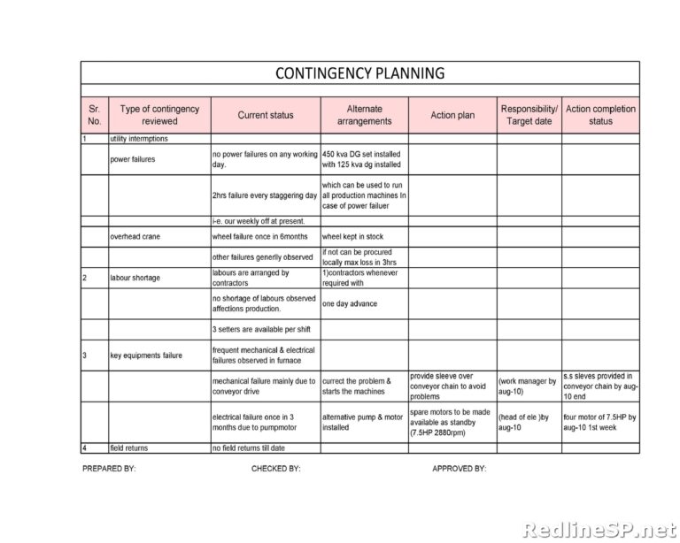 50 Amazing Contingency Plan Example Template