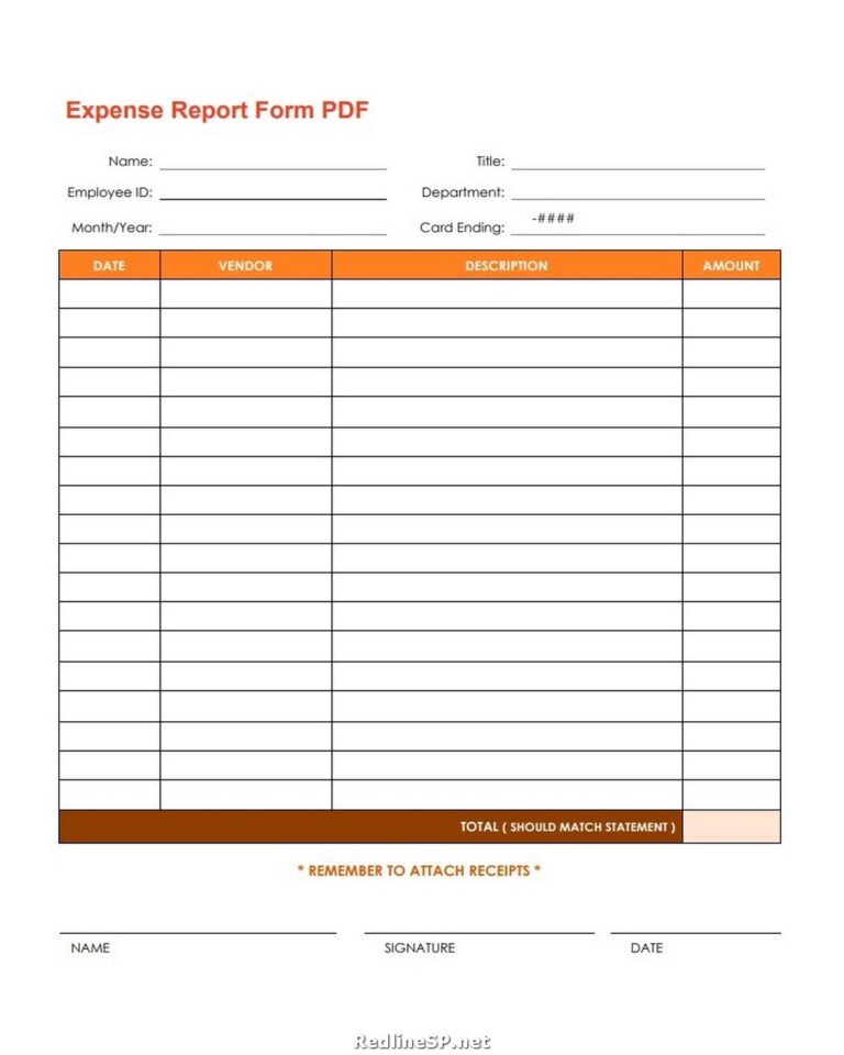 5 Best Expense Report Form - RedlineSP