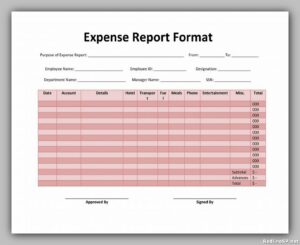 4 Best Expense Report Format - RedlineSP