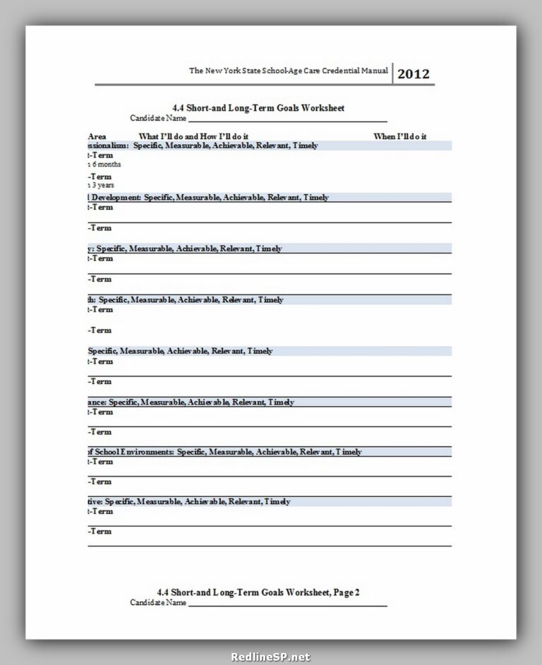 50 Free Goal Setting Template (Excel Word & Pdf) - RedlineSP