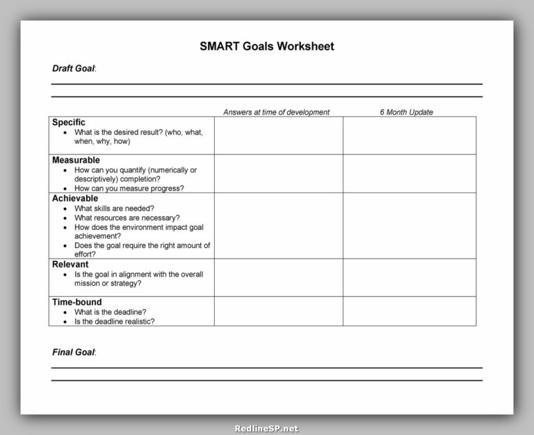 50 Free Goal Setting Template (Excel Word & Pdf) - RedlineSP