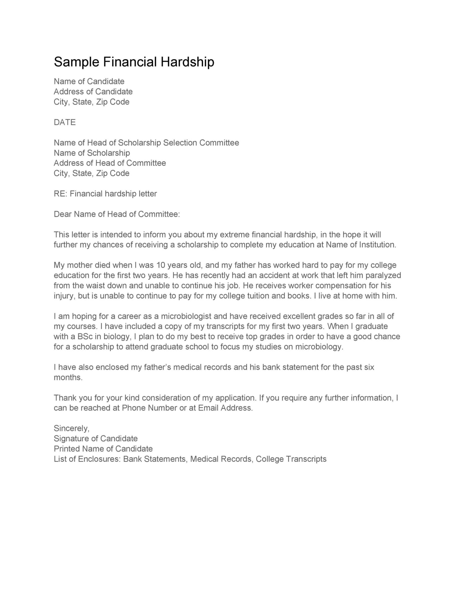 40 Free Hardship Letter Template - RedlineSP