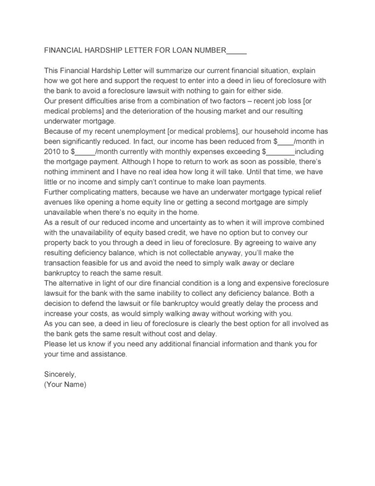 40 Free Hardship Letter Template - RedlineSP