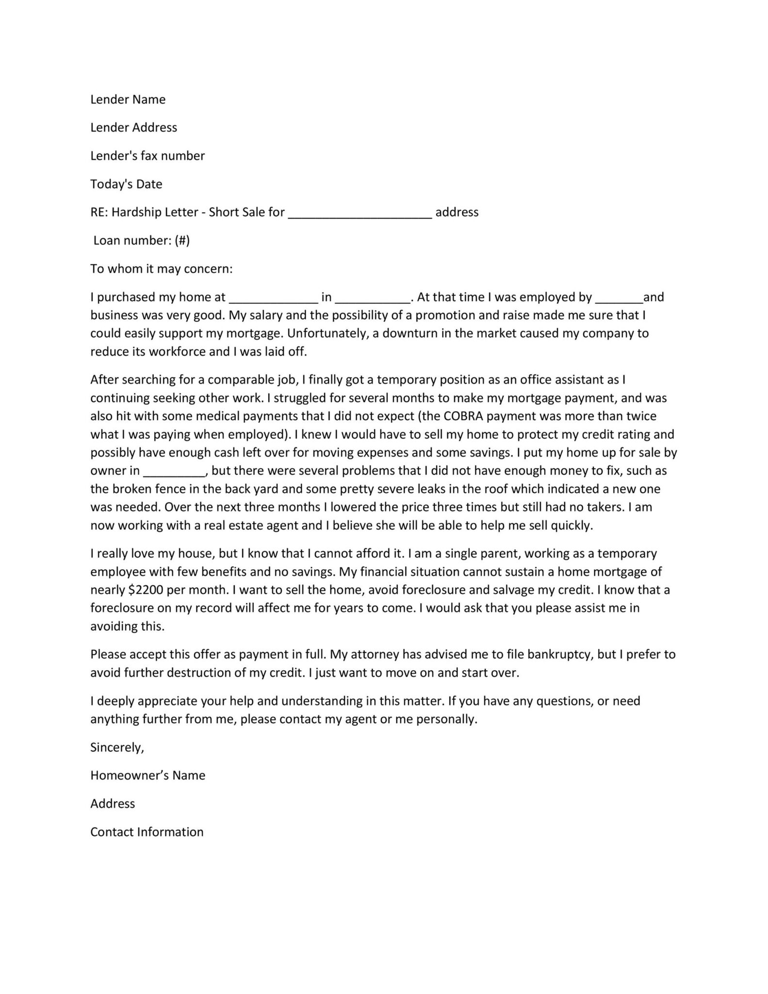 40 Free Hardship Letter Template - RedlineSP