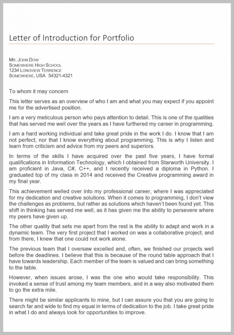 22 Useful Letter of Introduction Example Template - RedlineSP