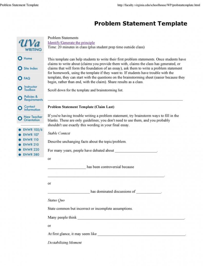 40 Powerful Problem Statement Template - RedlineSP