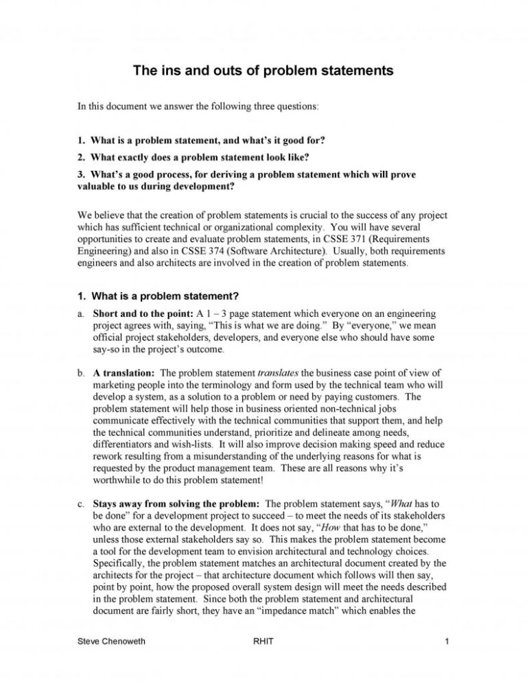 40 Powerful Problem Statement Template - RedlineSP