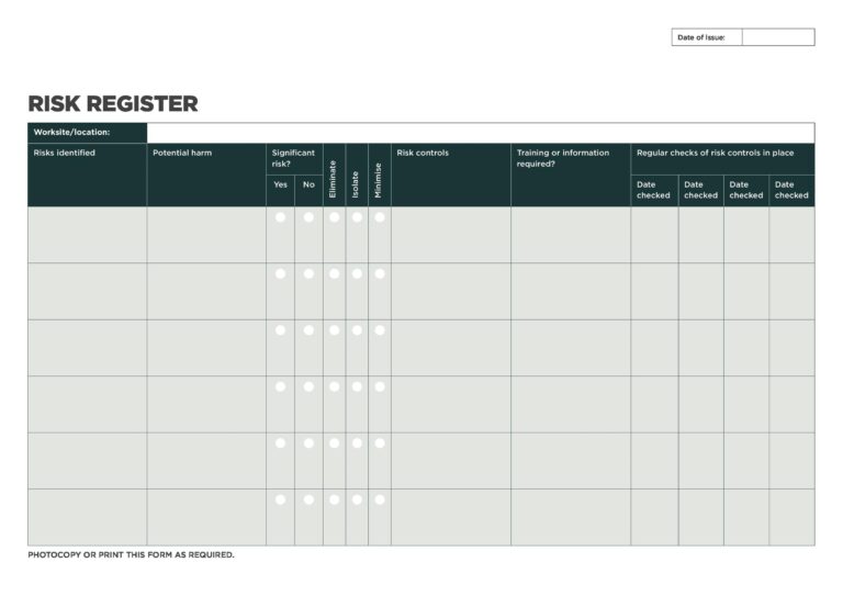 Risk Register Template 50+ Free Sample - RedlineSP