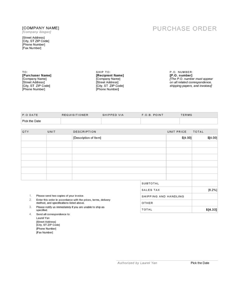 50 Free Purchase Order Template & Form – RedlineSP