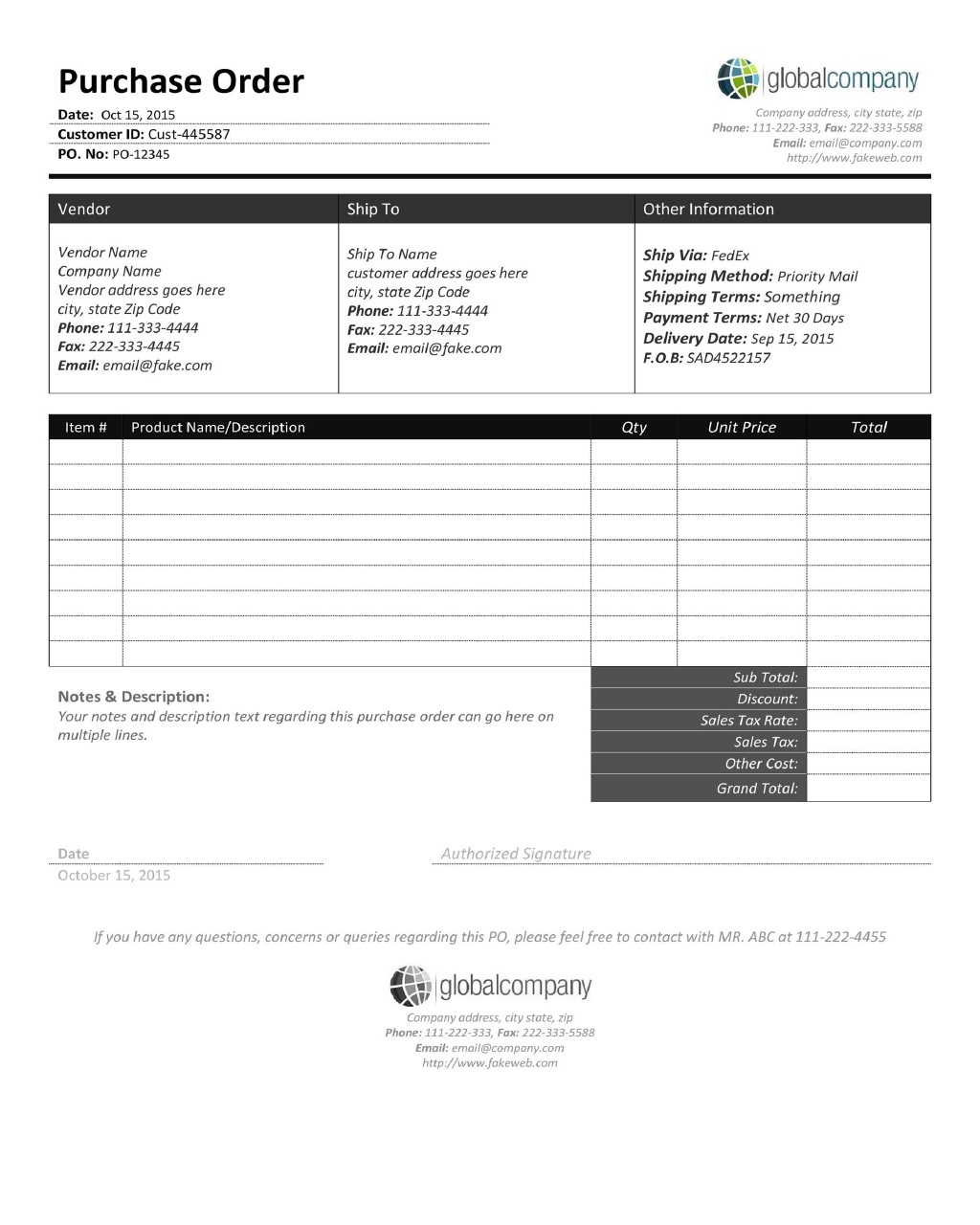50 Free Purchase Order Template Form RedlineSP
