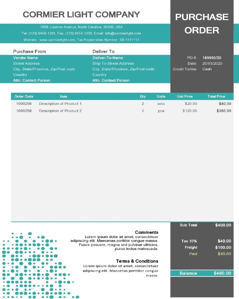 50 Free Purchase Order Template & Form - RedlineSP