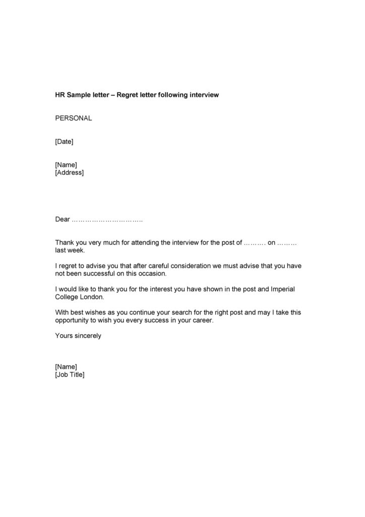 24 Amazing Rejection Letter Template - RedlineSP