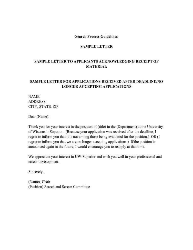 24 Amazing Rejection Letter Template - RedlineSP