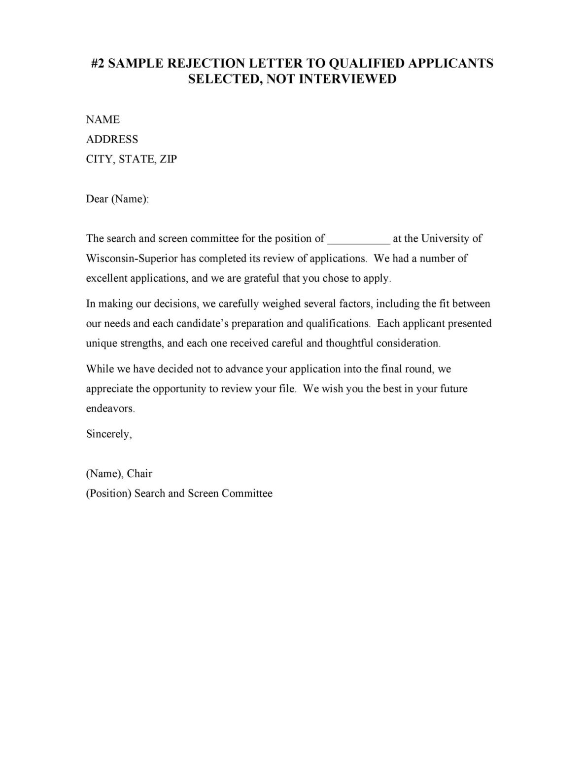 24 Amazing Rejection Letter Template - RedlineSP