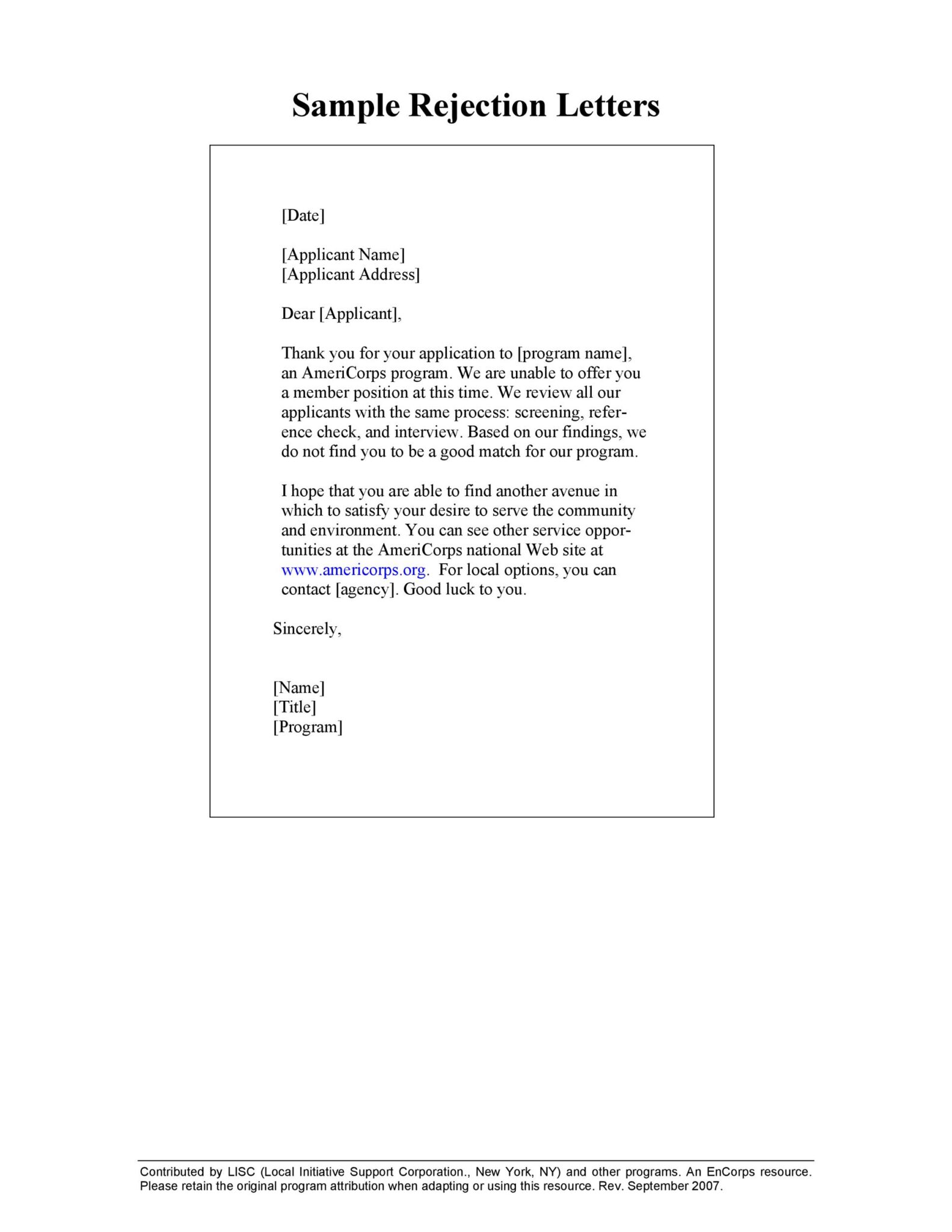 24 Amazing Rejection Letter Template - RedlineSP