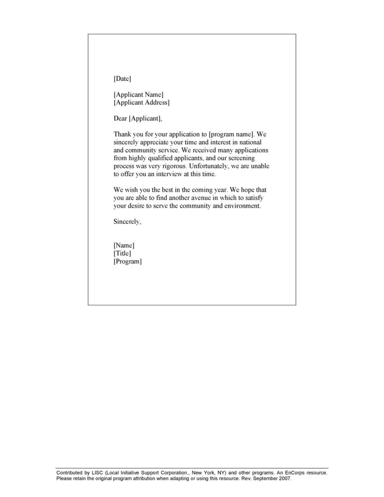 24 Amazing Rejection Letter Template - RedlineSP
