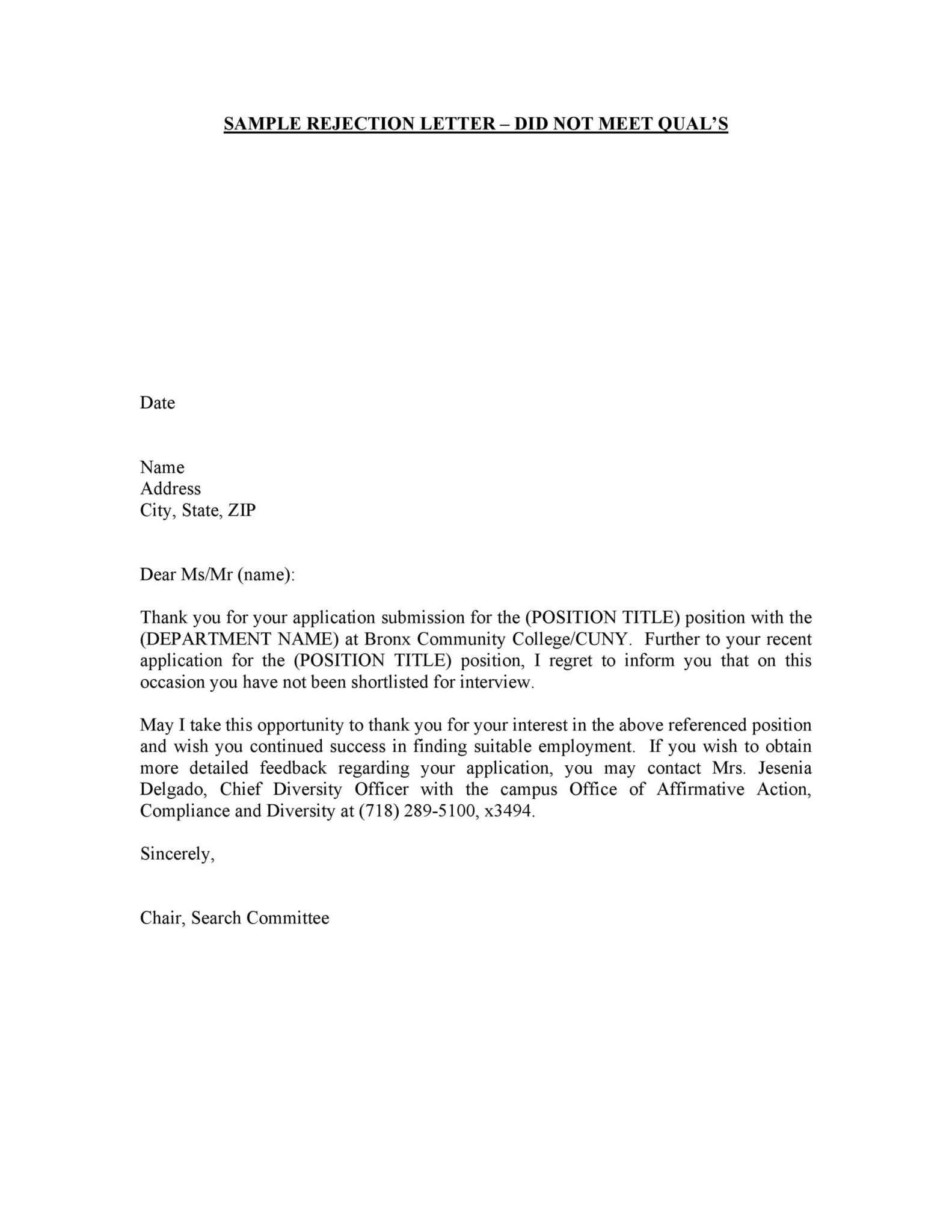 24 Amazing Rejection Letter Template - RedlineSP