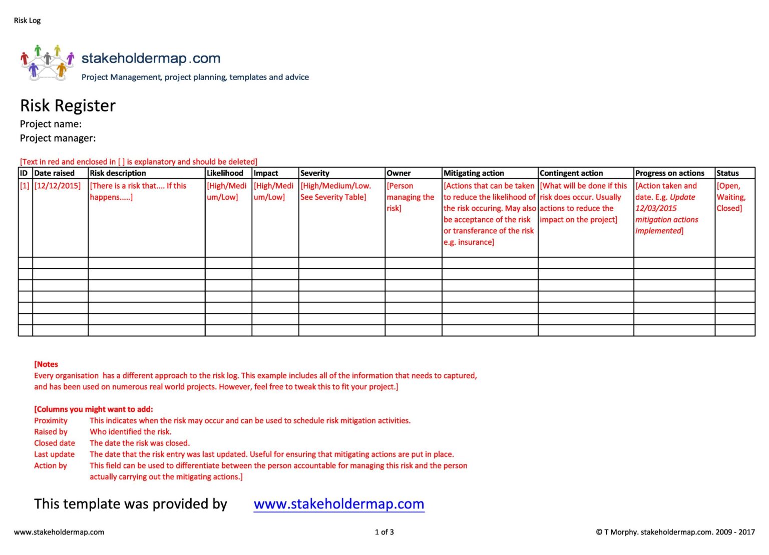 Risk Register Template 50+ Free Sample - RedlineSP