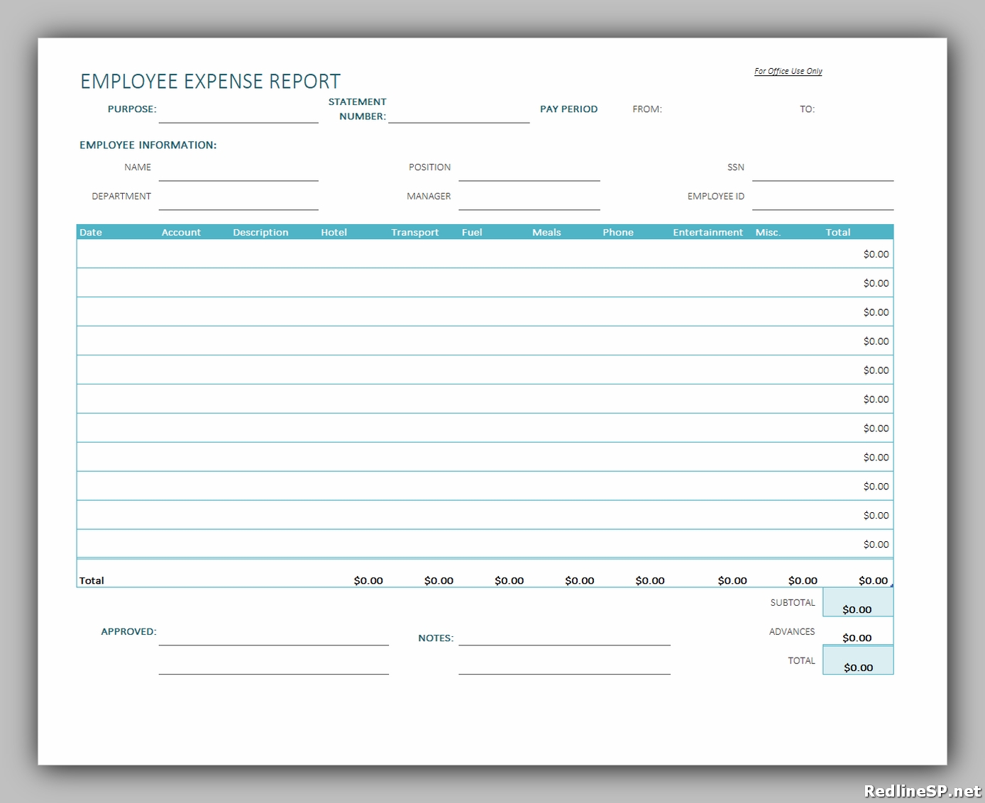7 Best Employee Expense Report - RedlineSP