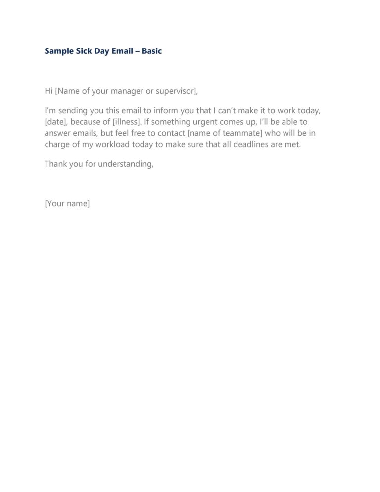 50 Useful Sick Leave Email Sample - RedlineSP