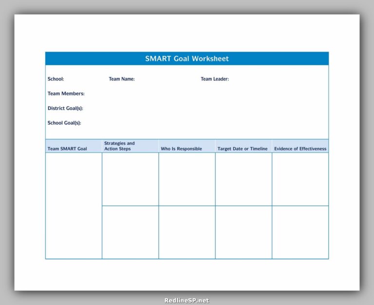 50 Powerful SMART Goals Template (Excel Word & Pdf) - RedlineSP