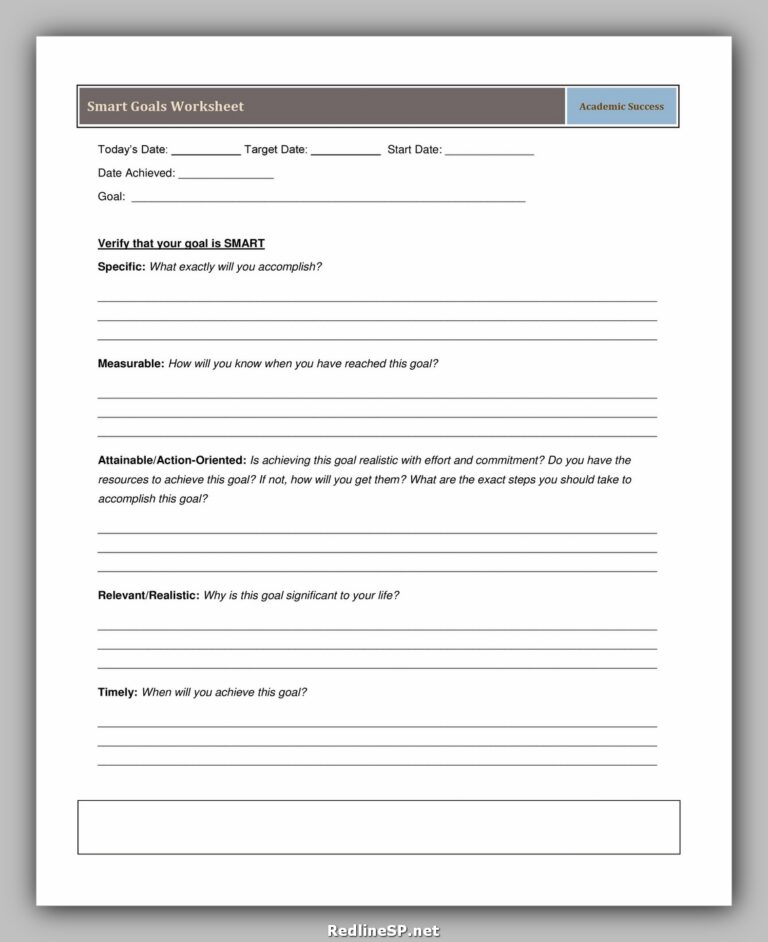 50 Powerful SMART Goals Template (Excel Word & Pdf) - RedlineSP