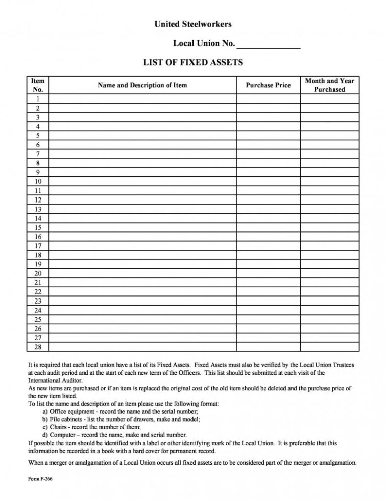 40 Best Asset List Template - RedlineSP