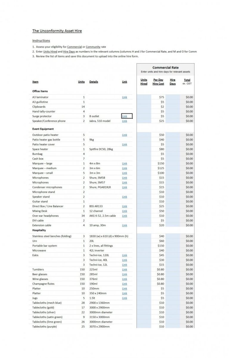 40 Best Asset List Template - RedlineSP