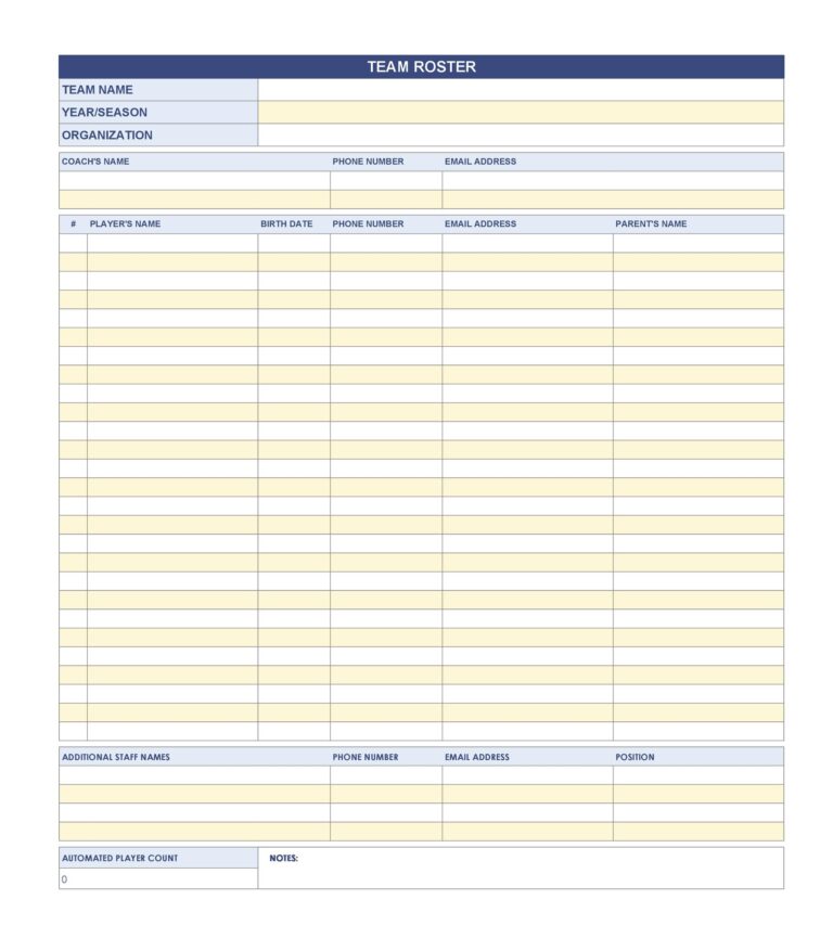 18 Best Class Roster Template - RedlineSP