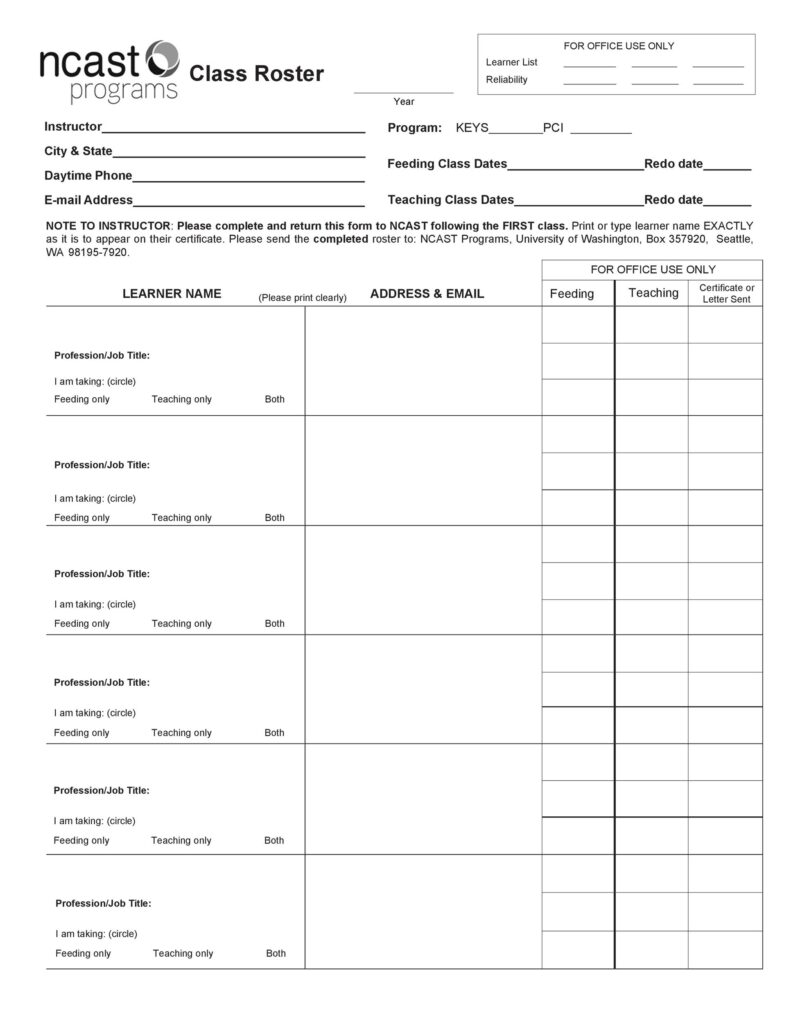 18 Best Class Roster Template - RedlineSP