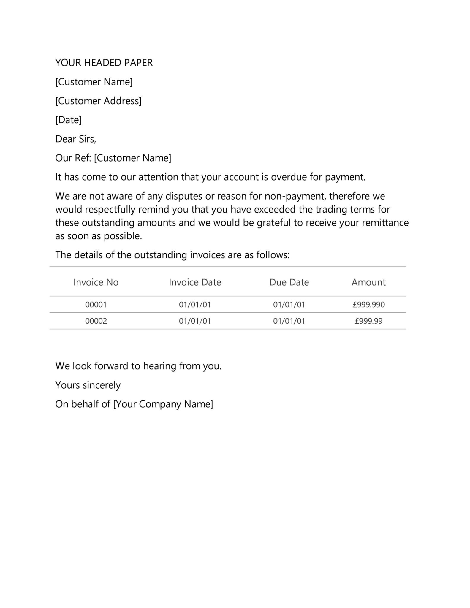 50 Amazing Collection letter Example - RedlineSP