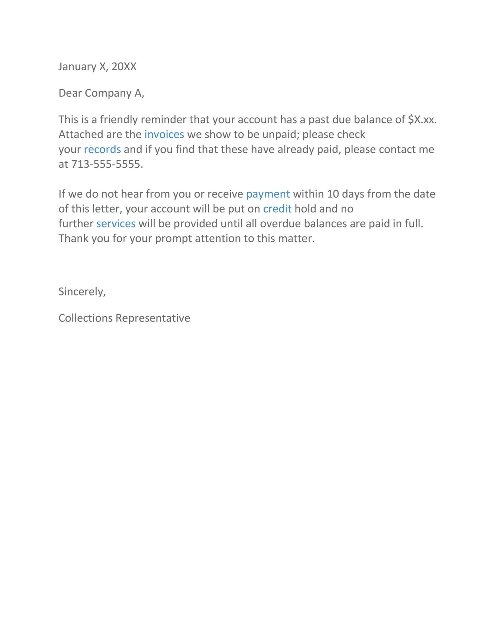 50 Collection letter Example | RedlineSP