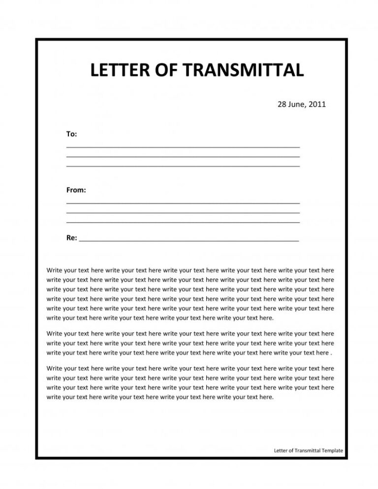 45 Amazing Letter of Transmittal Template - RedlineSP