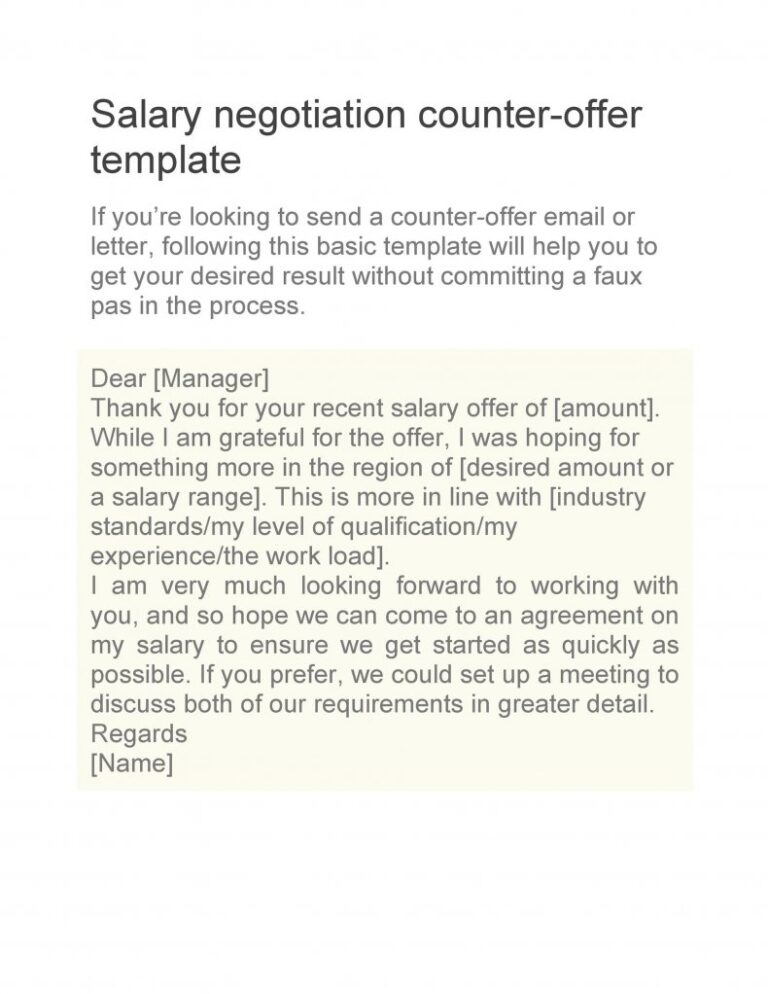 50 Best Salary Negotiation Letter Sample - RedlineSP