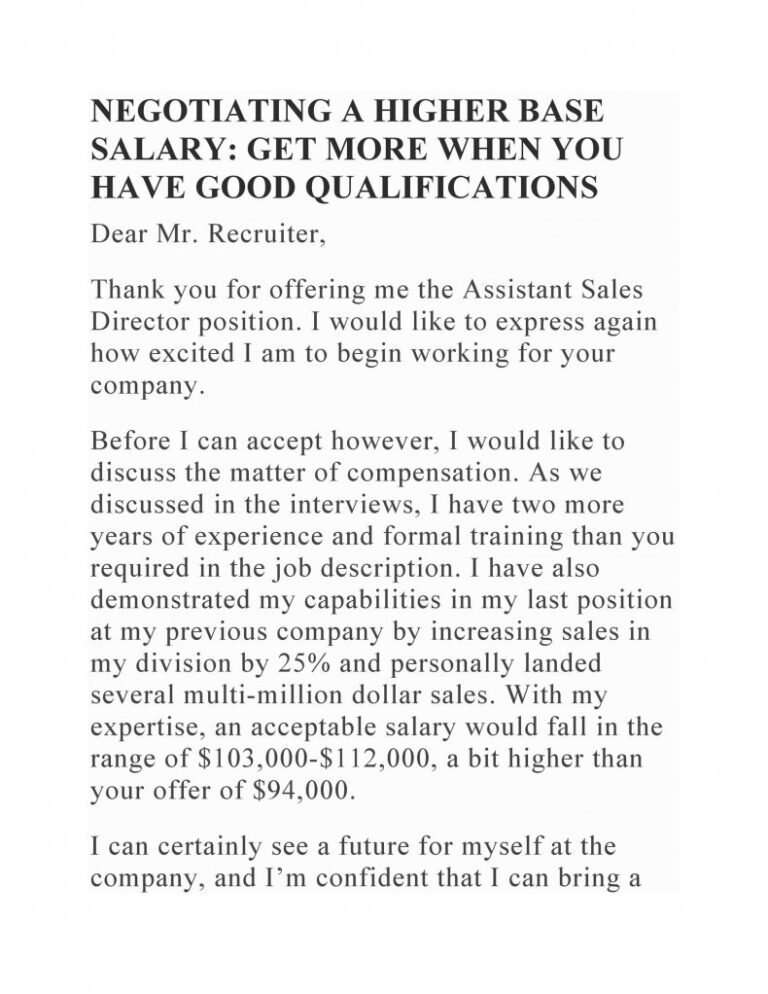 50 Best Salary Negotiation Letter Sample - RedlineSP