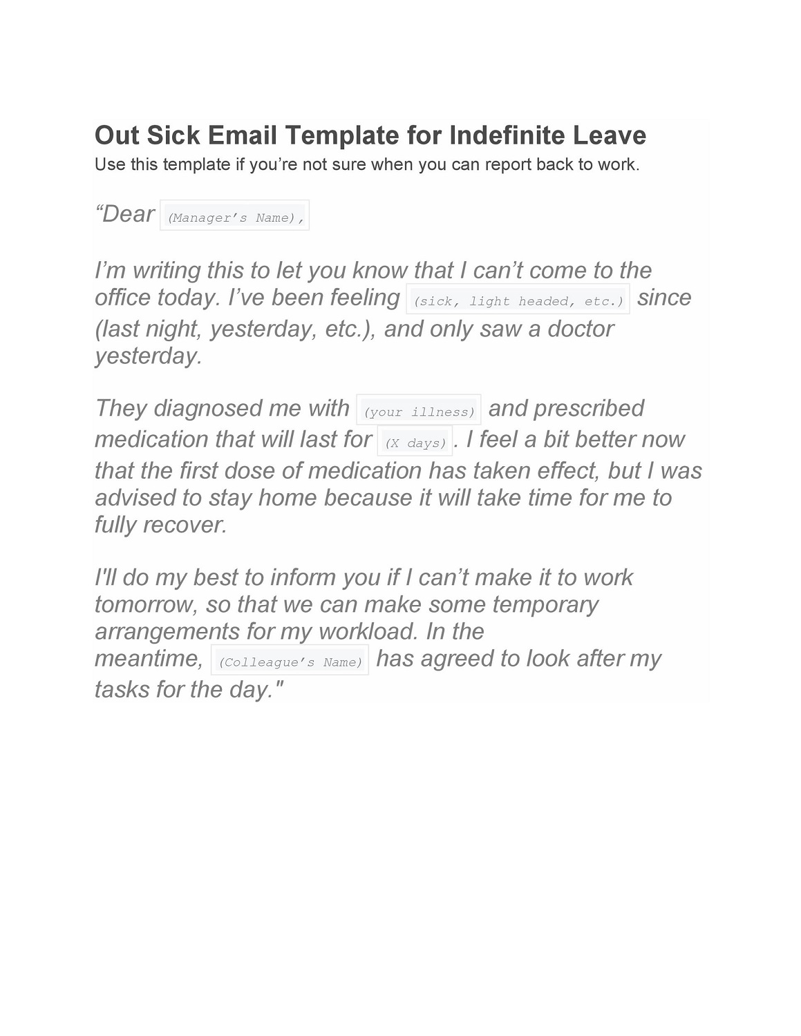 50 Useful Sick Leave Email Sample - RedlineSP