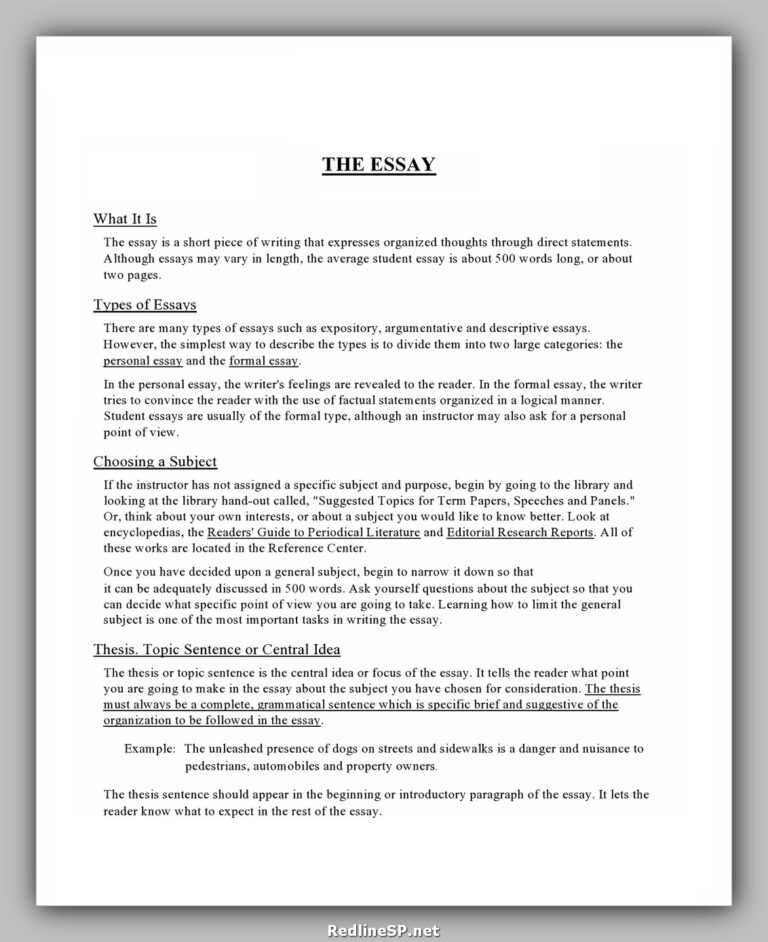 24 Greatest College Essay Examples - RedlineSP