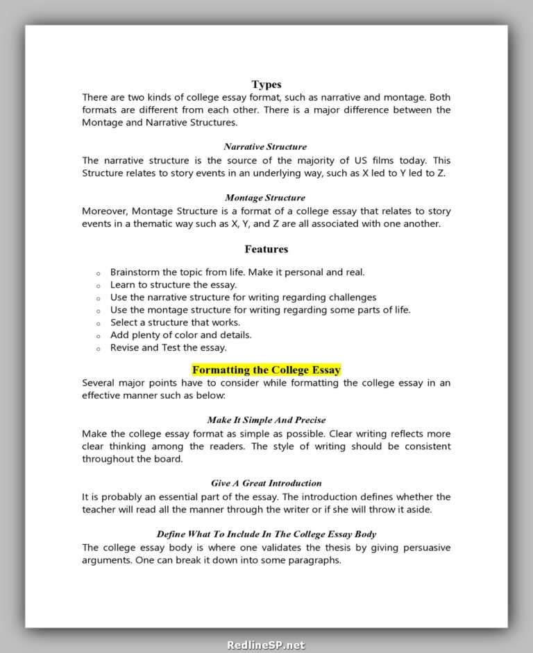24 Greatest College Essay Examples - RedlineSP