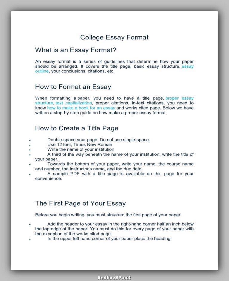 30 Best College Essay Template - RedlineSP
