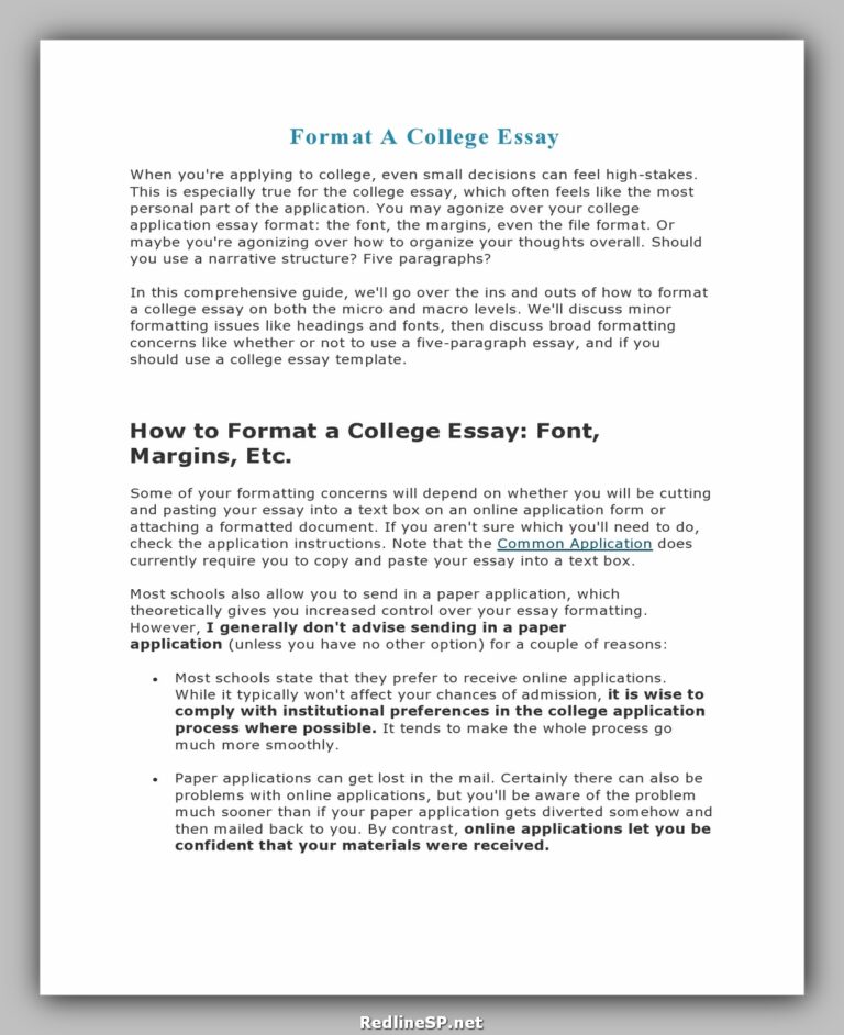 30 Best College Essay Template - RedlineSP