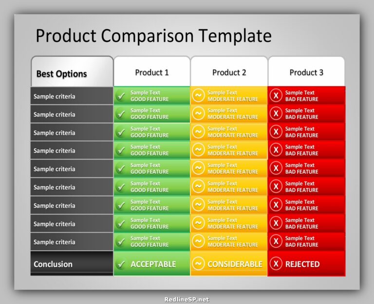 43 Free Comparison Chart Template & Example - RedlineSP